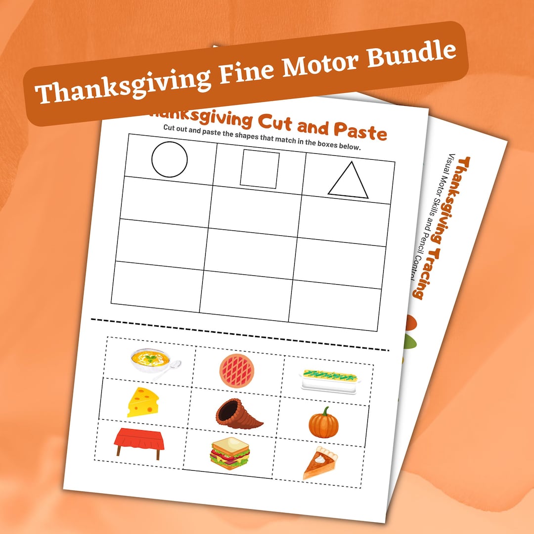 Thanksgiving Fine Motor Worksheets - Etsy