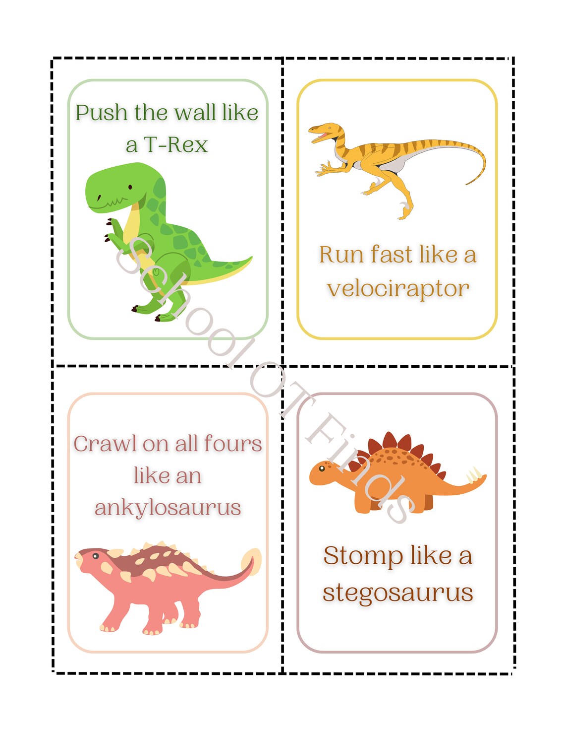 Dinosaur Sensory Movement Break Cards - Etsy
