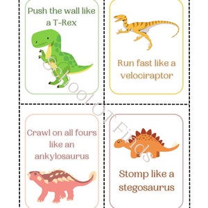 Dinosaur Sensory Movement Break Cards - Etsy