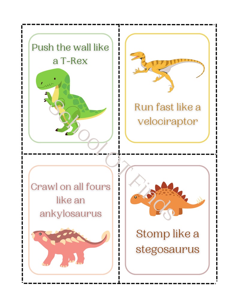 Dinosaur Sensory Movement Break Cards - Etsy