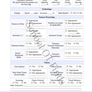 Occupational Therapy Screening Template - Etsy