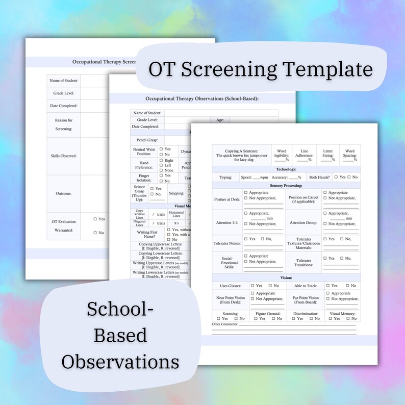Occupational Therapy Screening Template - Etsy