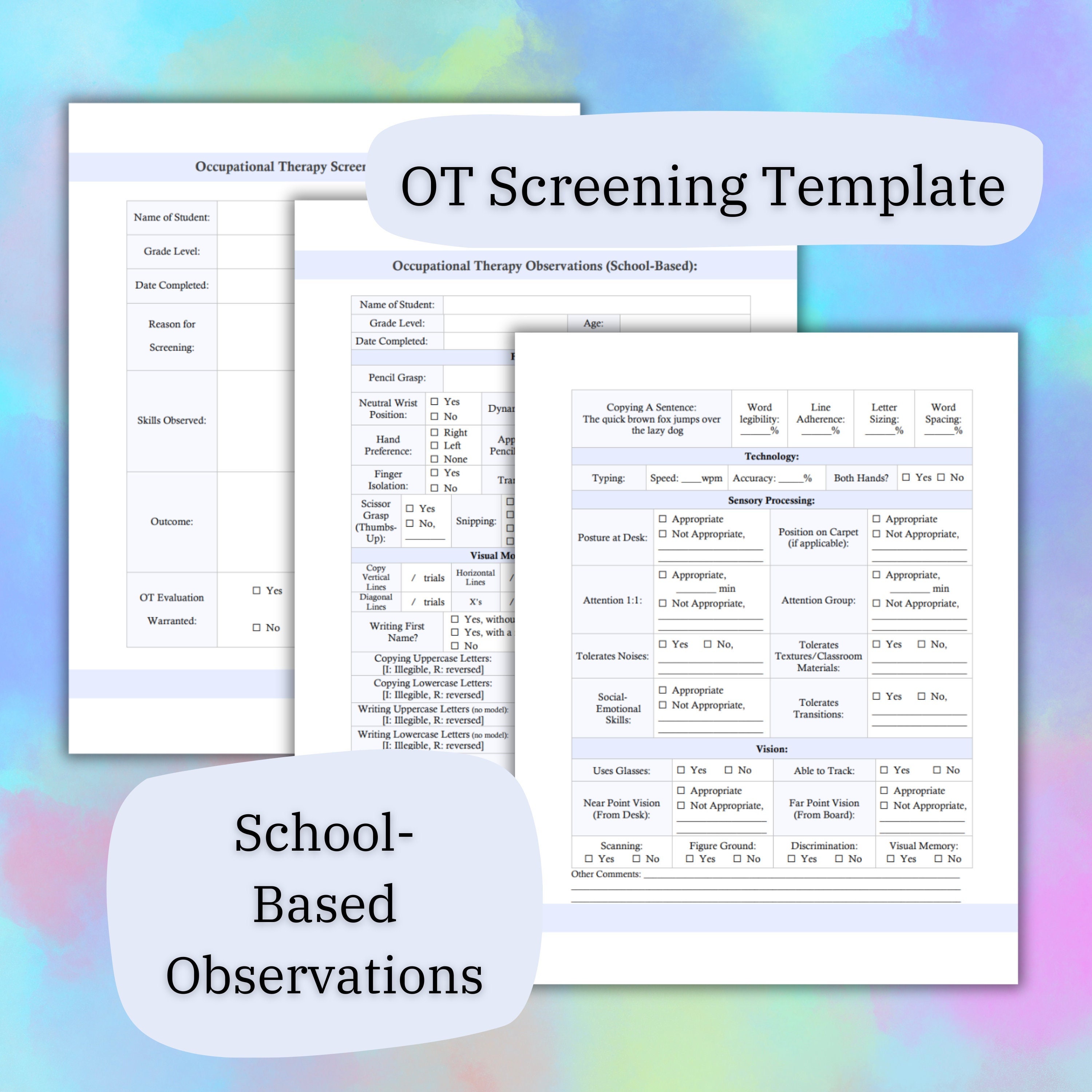 Occupational Therapy Screening Template - Etsy