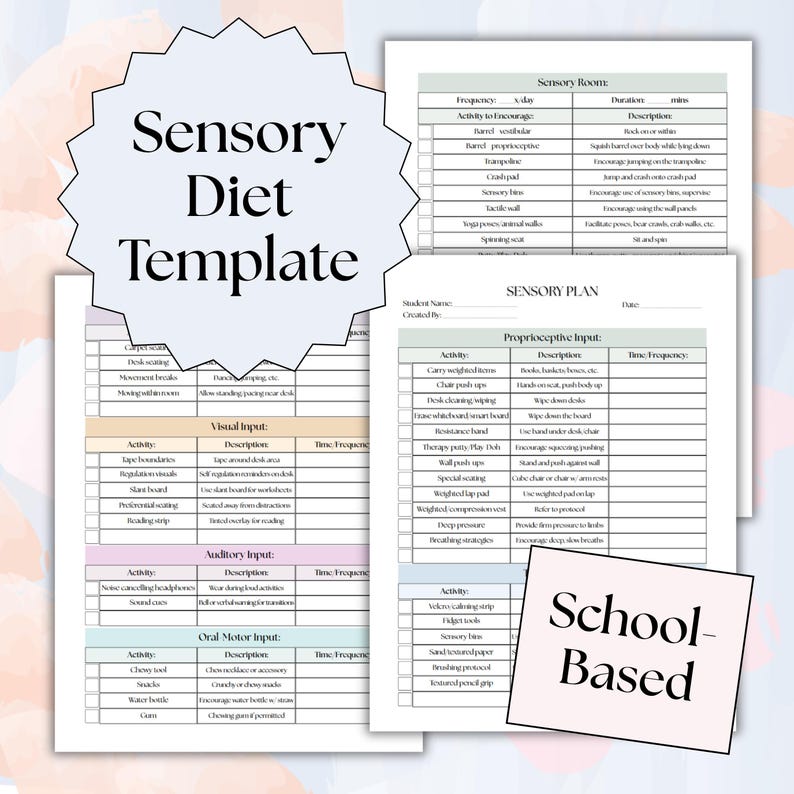 Sensory Diet/plan - School Based - Etsy