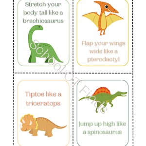 Dinosaur Sensory Movement Break Cards - Etsy