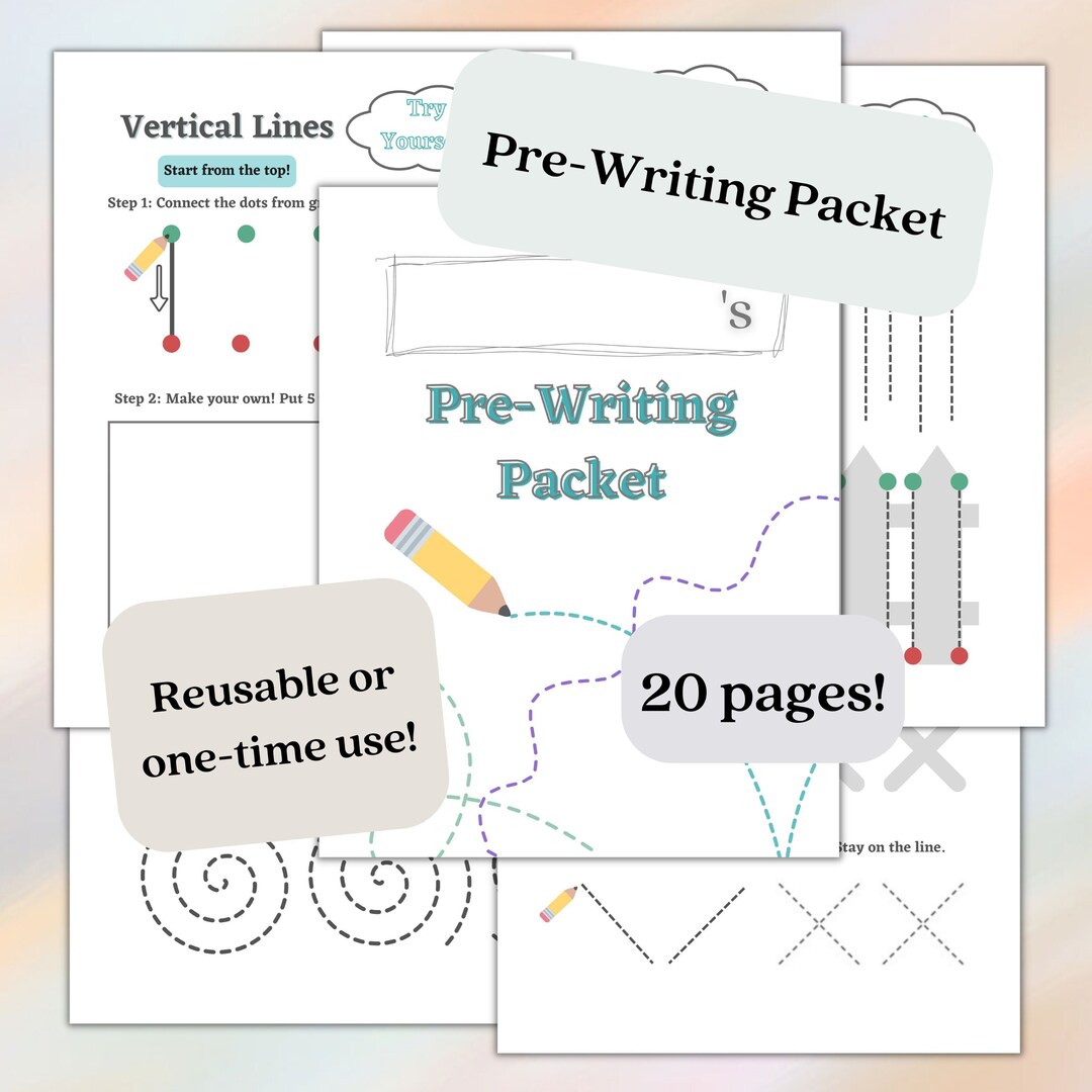 Pre-writing Strokes Packet (20 Pg) - Etsy