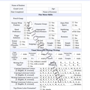 Occupational Therapy Screening Template - Etsy