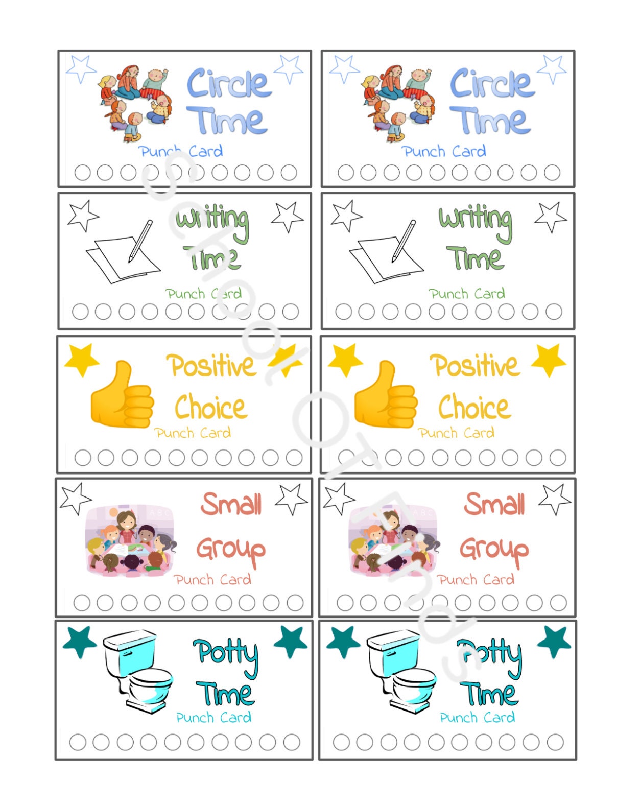 Behavior Reward Hole Punch Cards - Etsy