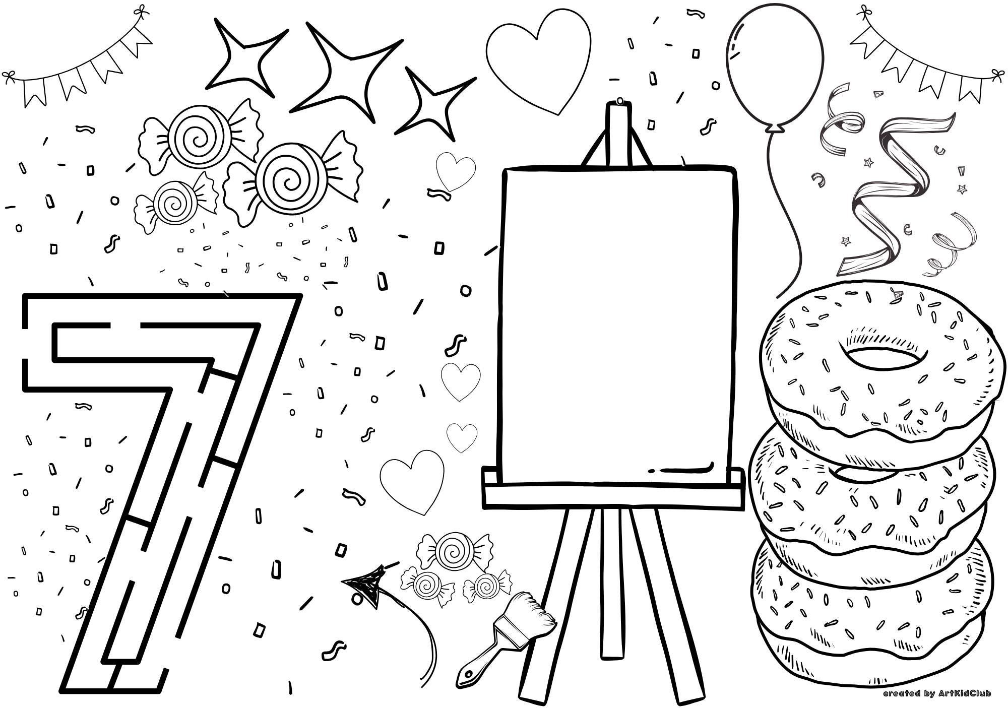 Birthday Activity Coloring Page | Kids Party Favor Printable | Maze ...