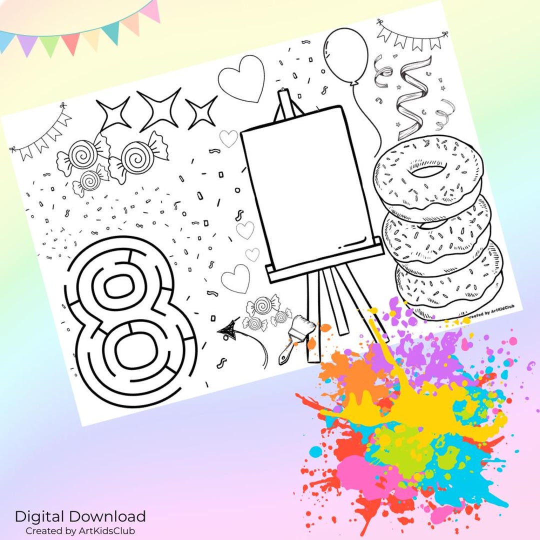 Birthday Coloring Page | Kids Party Activity Sheet (digital Download ...