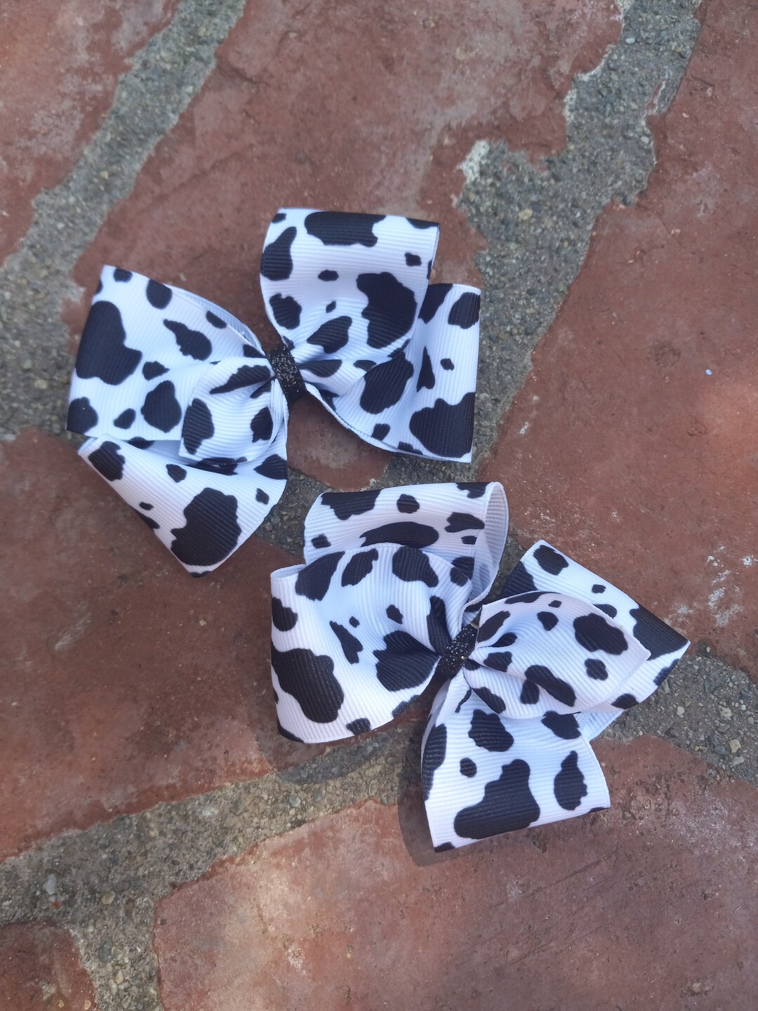 Cow Print Pigtail Hair Bows. Western Hair Bows for Girls. Gifts for ...