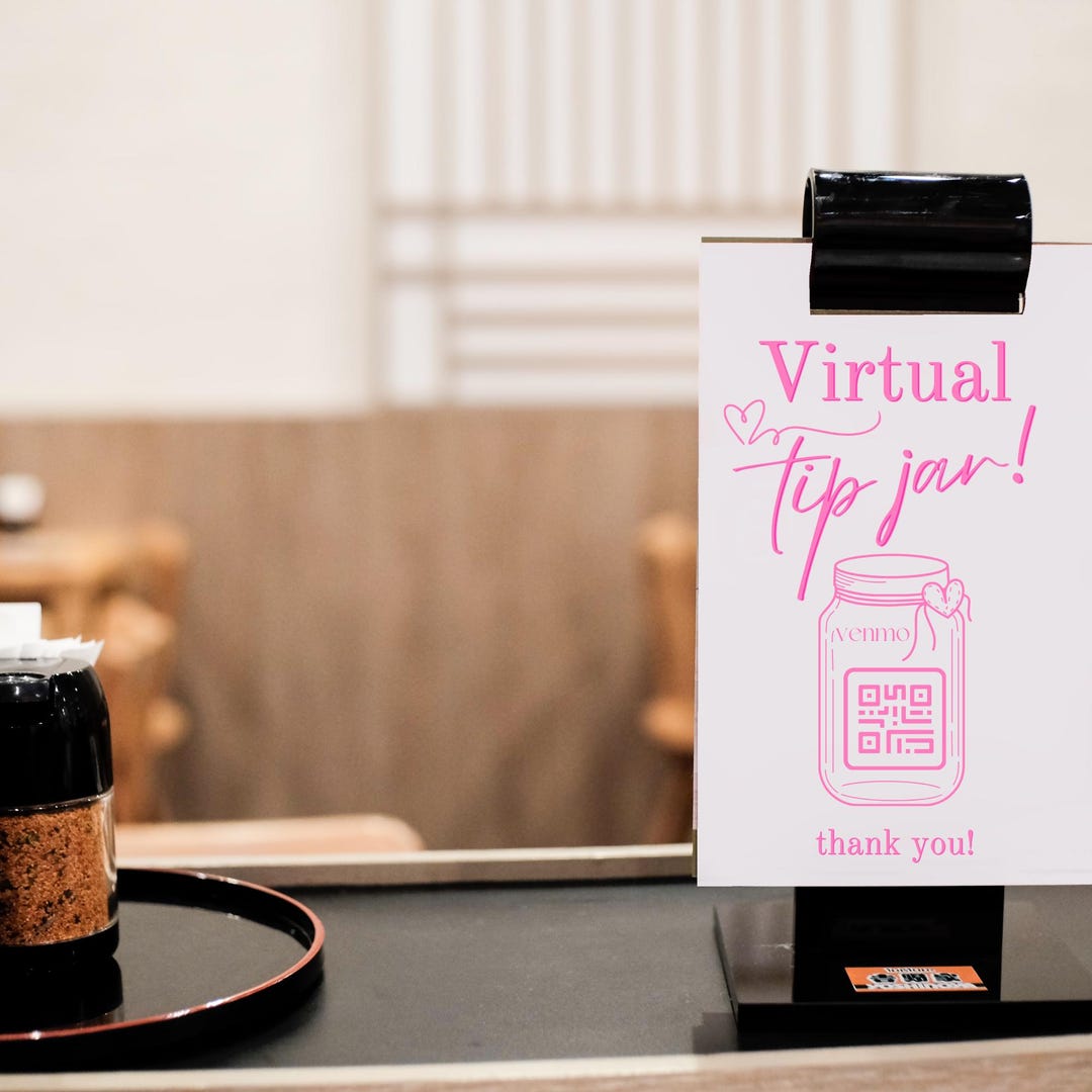 Printable Virtual Tip Jar, Venmo Payment Sign, QR Code Sign, Canva ...