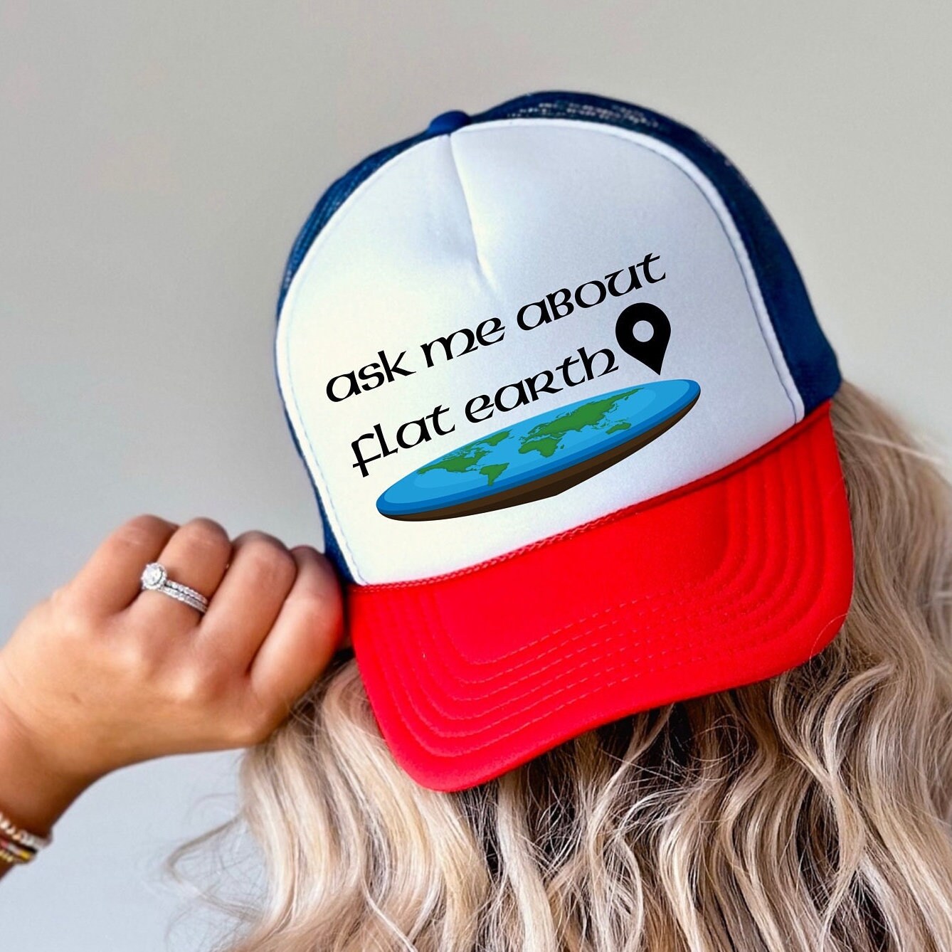 Flat Earth Hat Tin Foil Hat Firmament Apparel Fake Moon Landing Gift ...