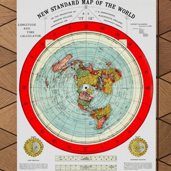 Red Map of Earth - Etsy