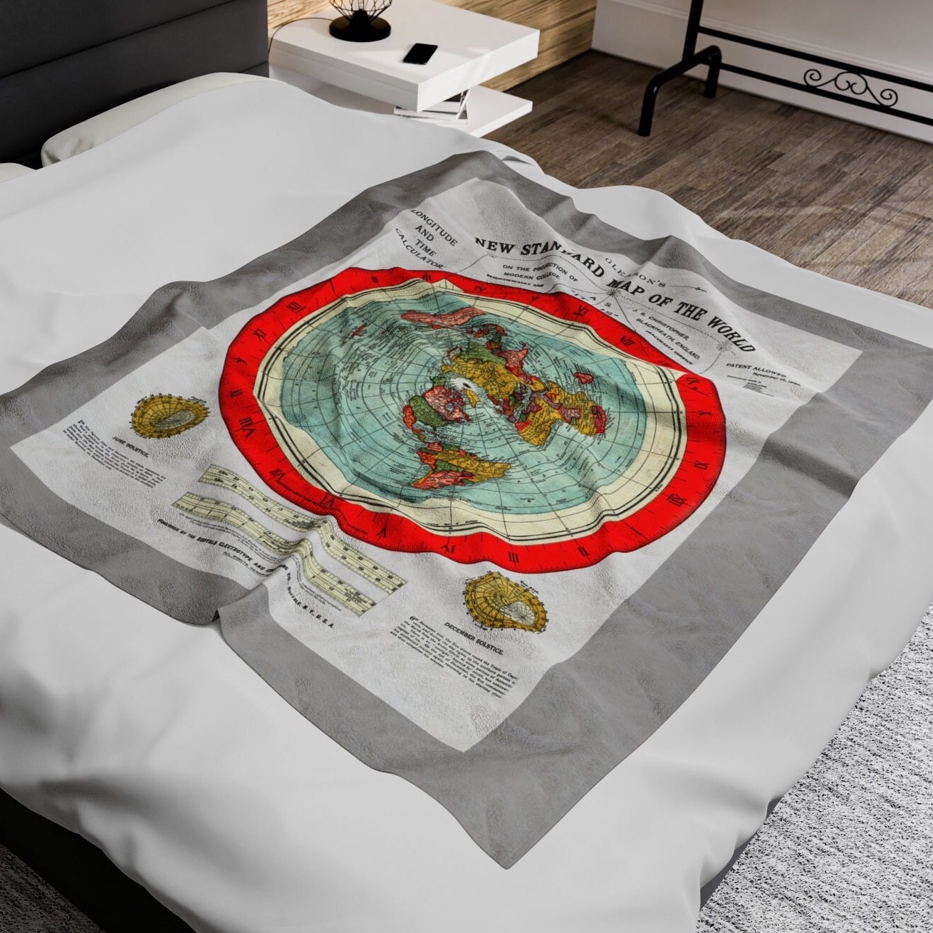 Flat Earth Map Velveteen Plush Blanket, Flat Earther Gift, Flat Earth ...