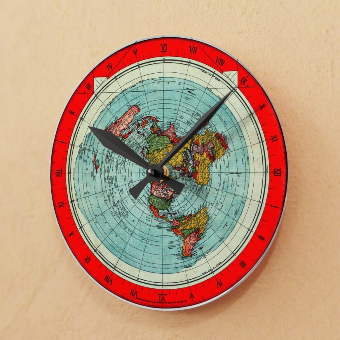 Flat Earth Acrylic Wall Clock, Gleason Map, Flat Earth Merch, Flat ...