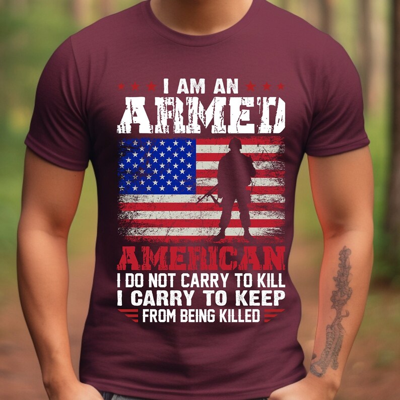 Armed T-shirt for Him Gun Shirt American Pride T-shirt Veteran Gift ...