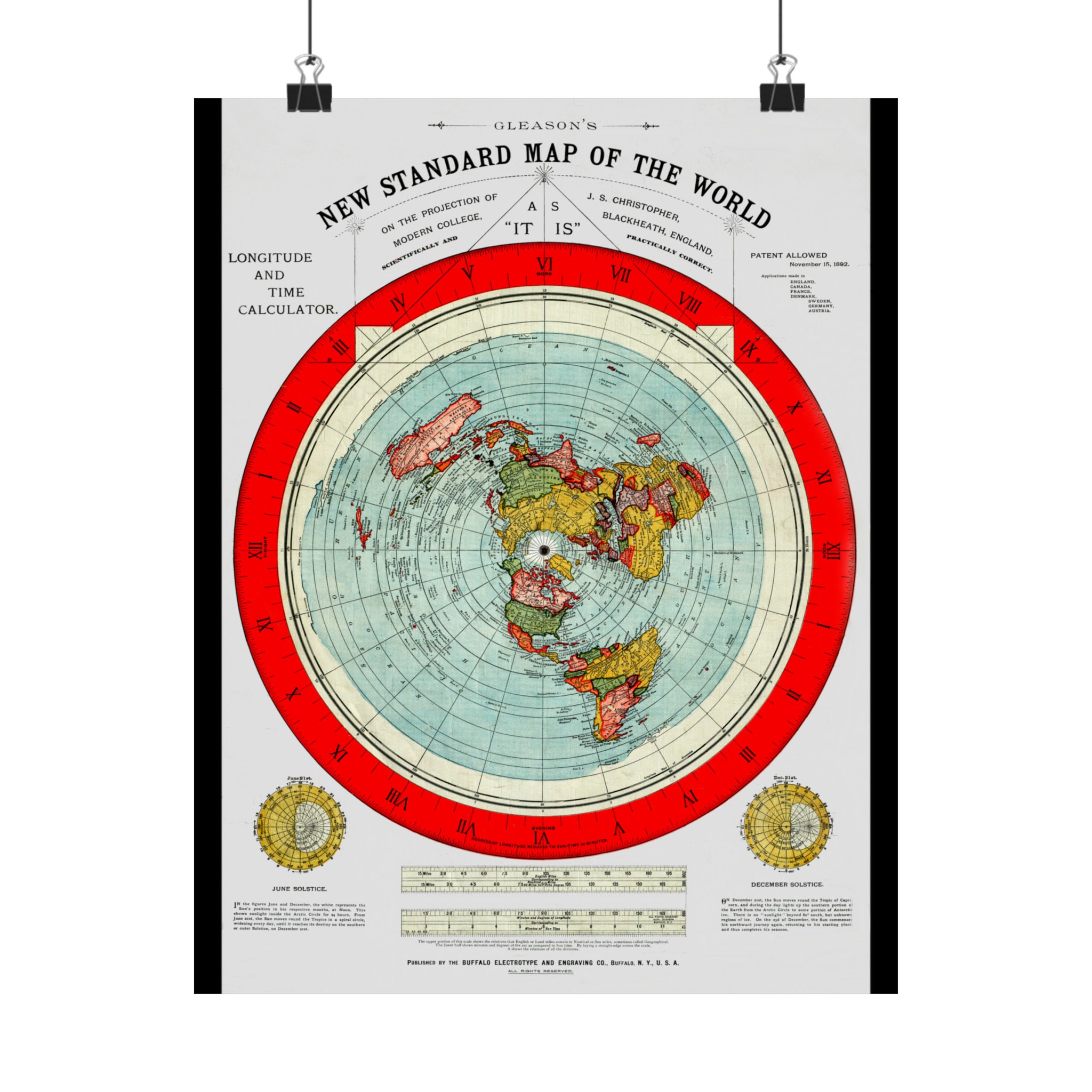 Flat Earth Poster of Flat Earth Map, Gleason Map of Flat Earth, Gleason ...