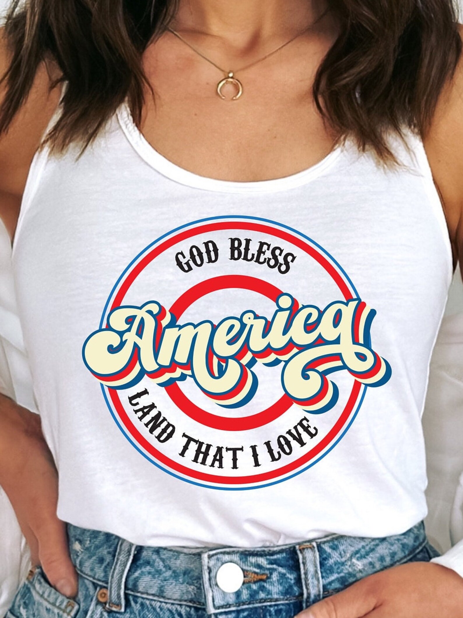 Patriotic Tank Top for 4th of July Star Spangled Hammered Gift for Her ...