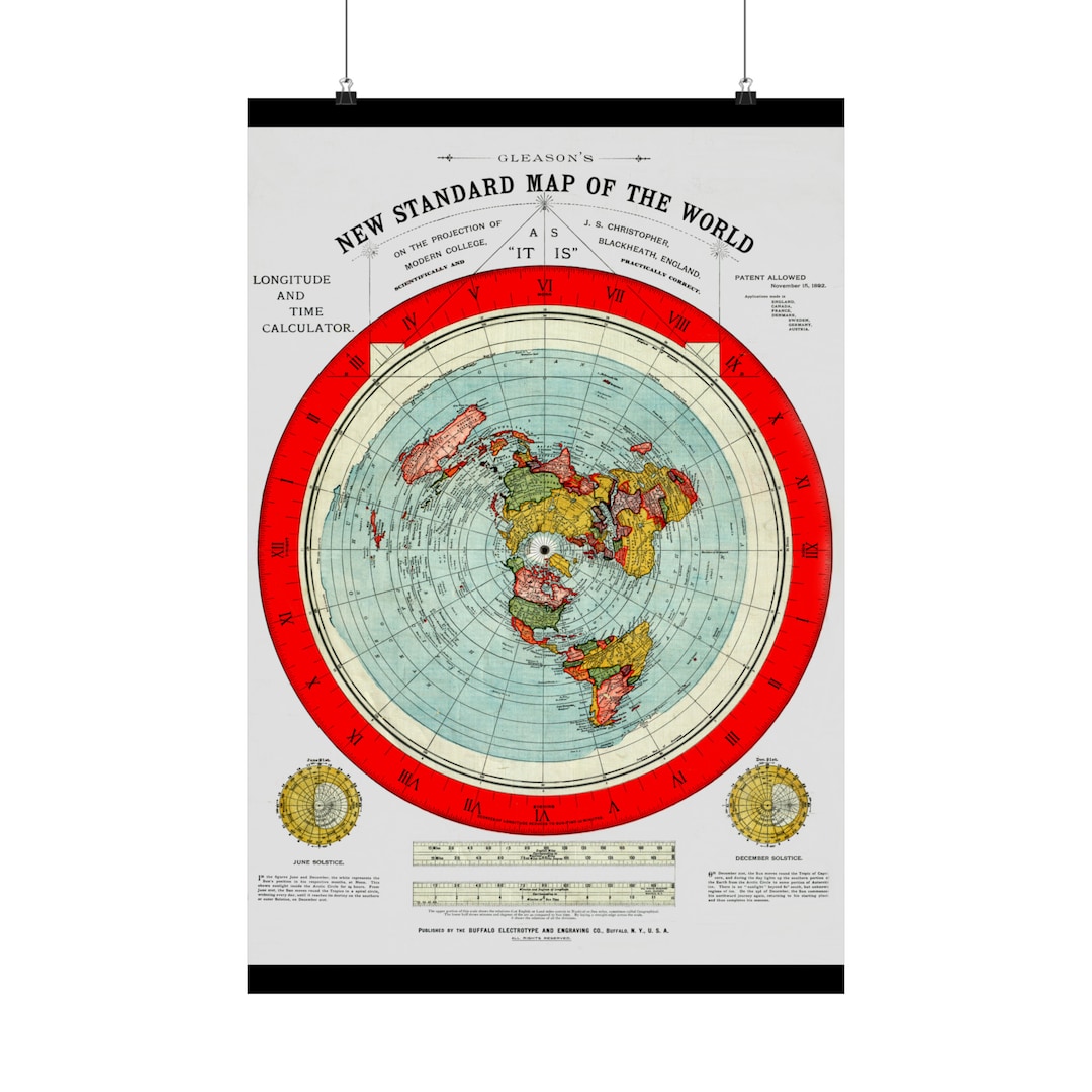 Flat Earth Poster of Flat Earth Map Gleason Map of Flat - Etsy UK