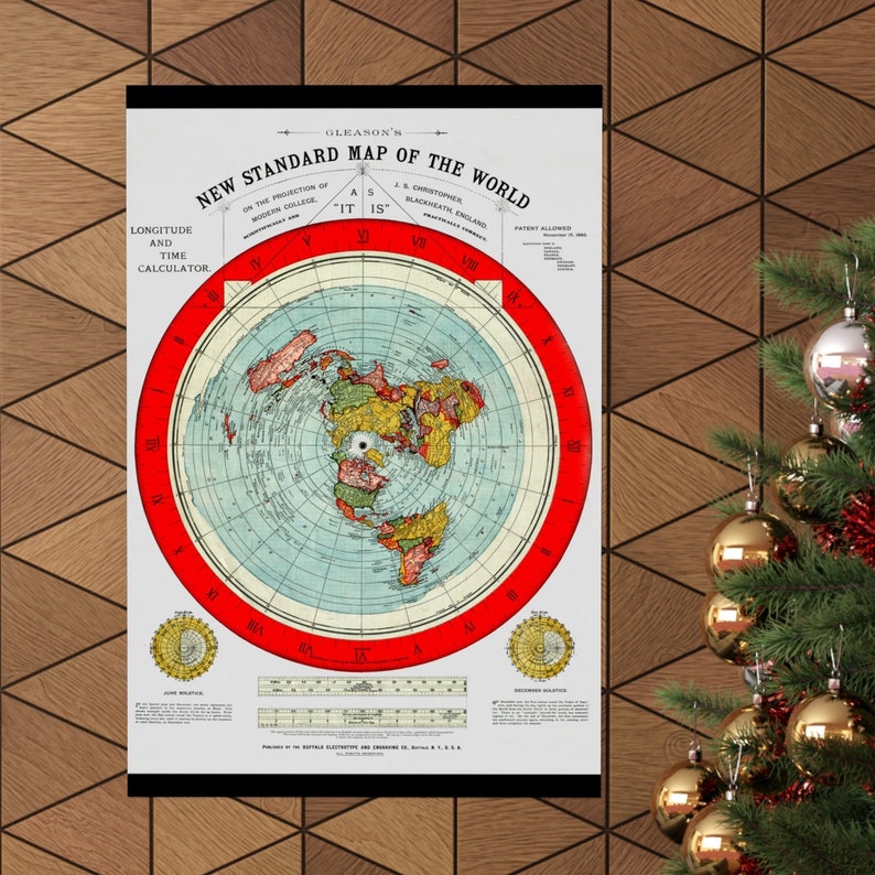 Flat Earth Poster of Flat Earth Map, Gleason Map of Flat Earth, Gleason ...