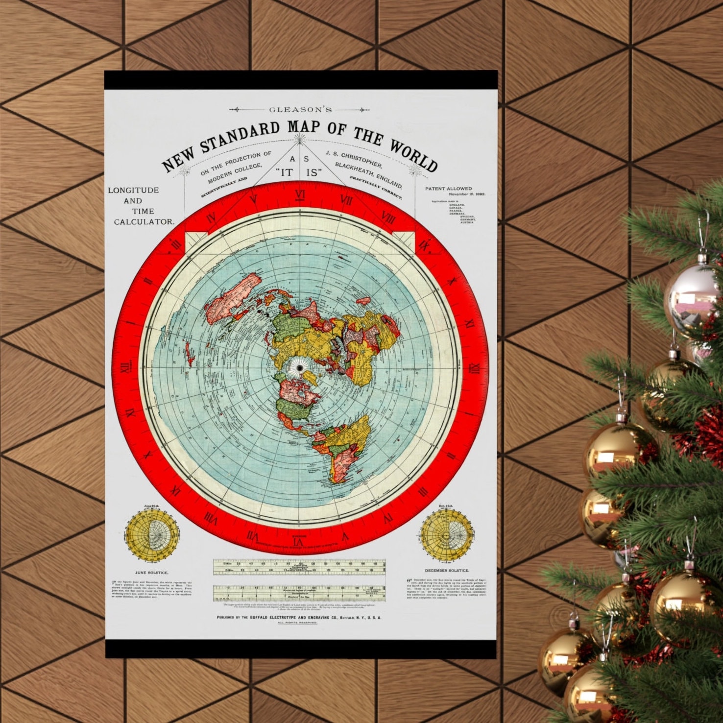 Flat Earth Poster of Flat Earth Map, Gleason Map of Flat Earth, Gleason ...