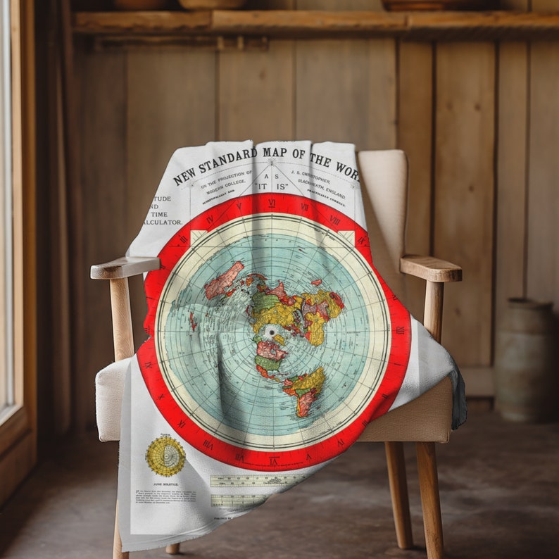 Flat Earth Map Velveteen Plush Blanket, Flat Earther Gift, Flat Earth ...