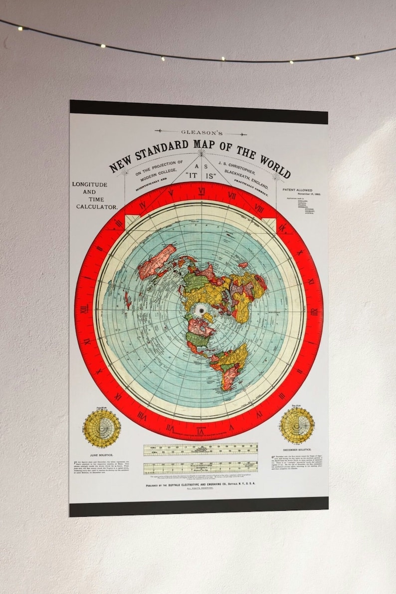 Flat Earth Poster of Flat Earth Map, Gleason Map of Flat Earth, Gleason ...