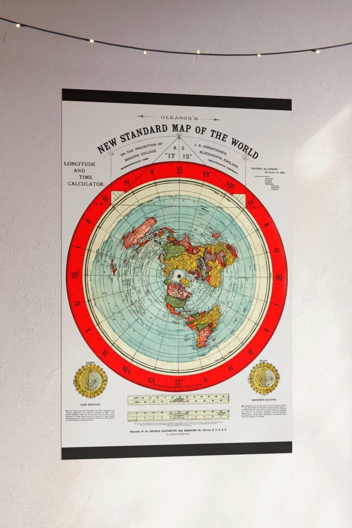 Flat Earth Poster of Flat Earth Map, Gleason Map of Flat Earth, Gleason ...