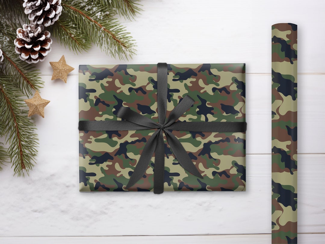 Military Camo Gift Wrap Paper, Army Camouflage Gift Wrap, Woodland Camo ...