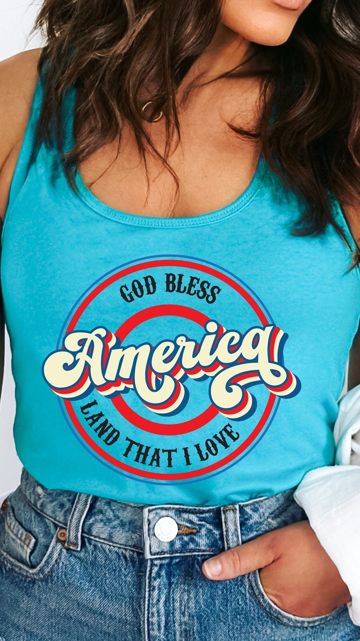 Patriotic Tank Top for 4th of July Star Spangled Hammered Gift for Her ...