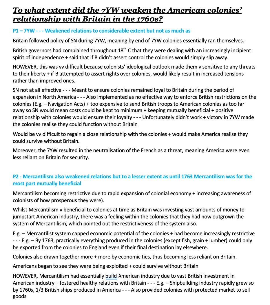 OCR A-level History (the American Revolution 1740-96) Notes and Essay ...