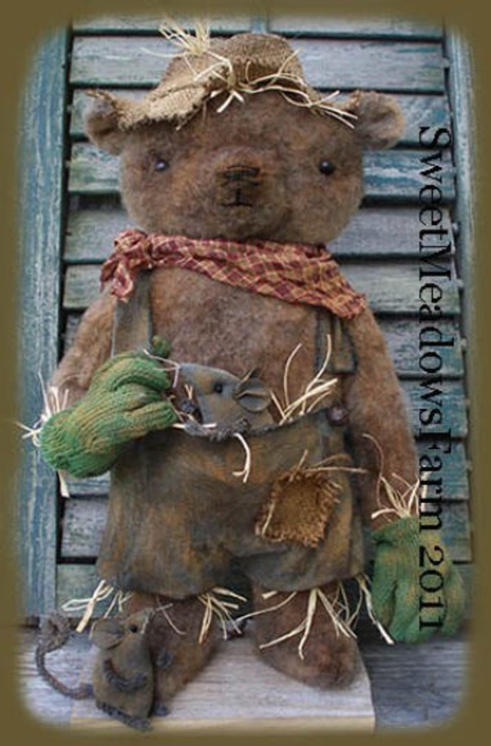 Primitive Scarecrow Bear With Little Mouse E-PATTERN - Etsy