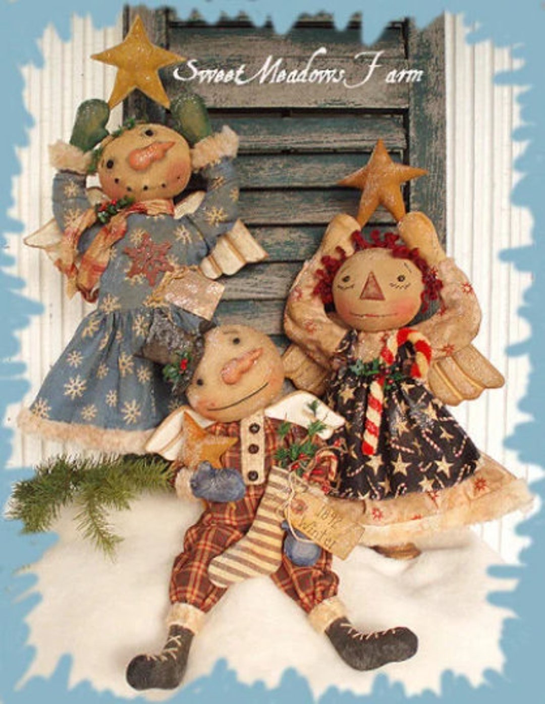Primitive Raggedy Ann Angel and Snow Boy and Girl Angels E-PATTERN - Etsy