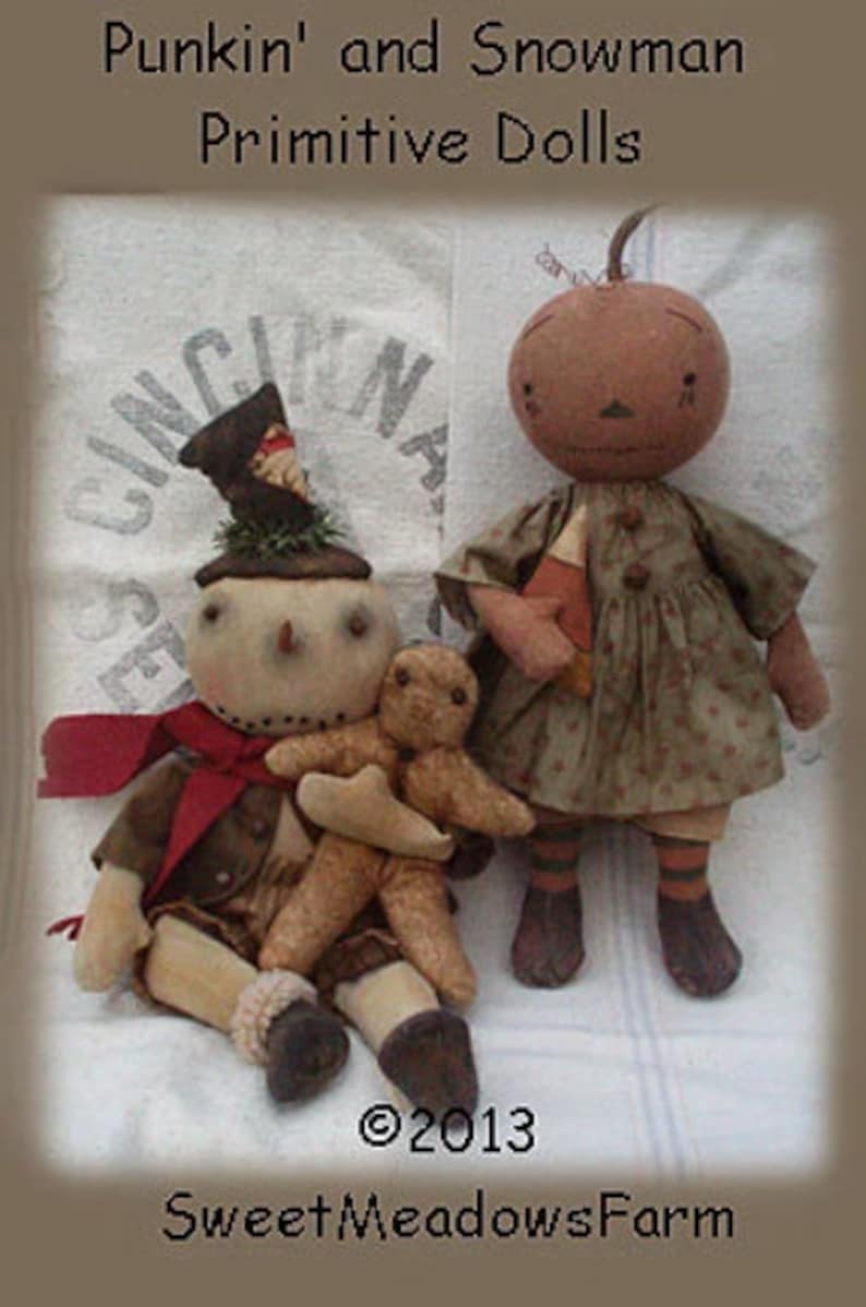 Punkin and Snowman Primitive Doll EPATTERN - Etsy