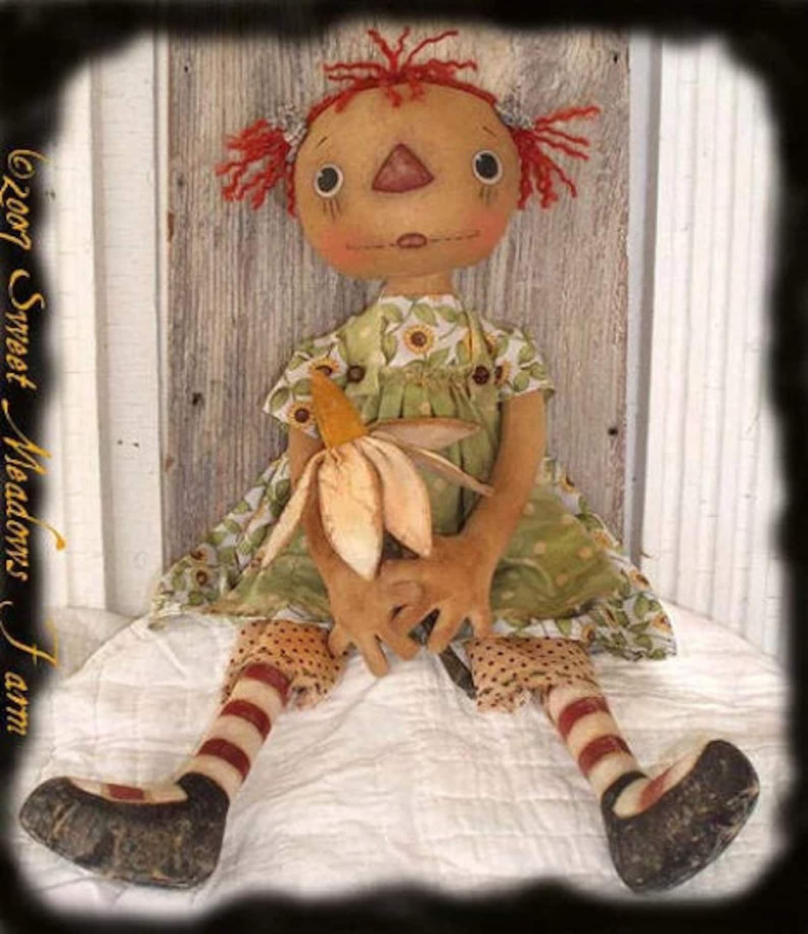 Primitive E-PATTERN Raggedy Doll Posey Ann With Daisy Flower - Etsy