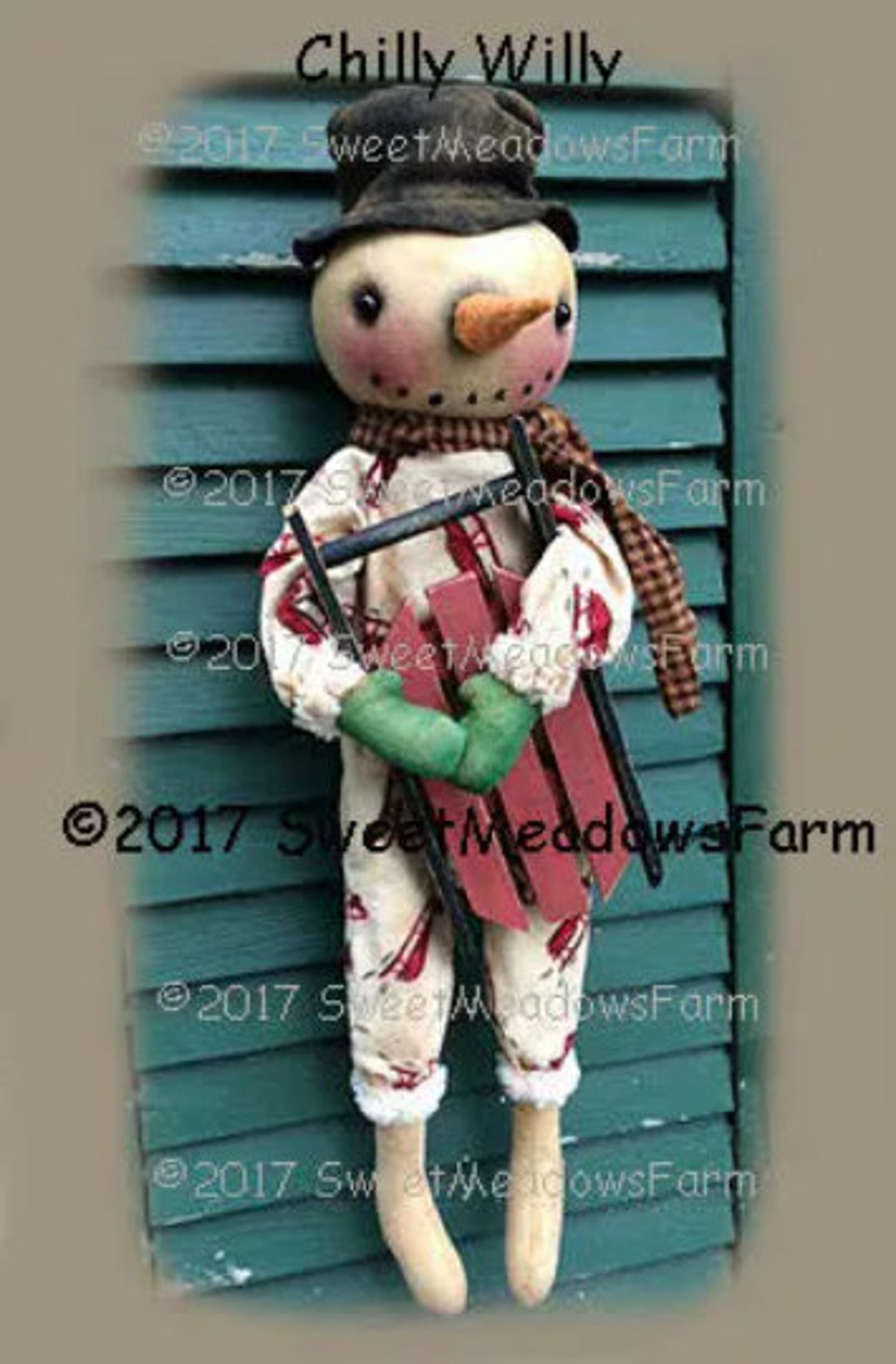 Chilly Willy Snowman Primitive EPATTERN - Etsy