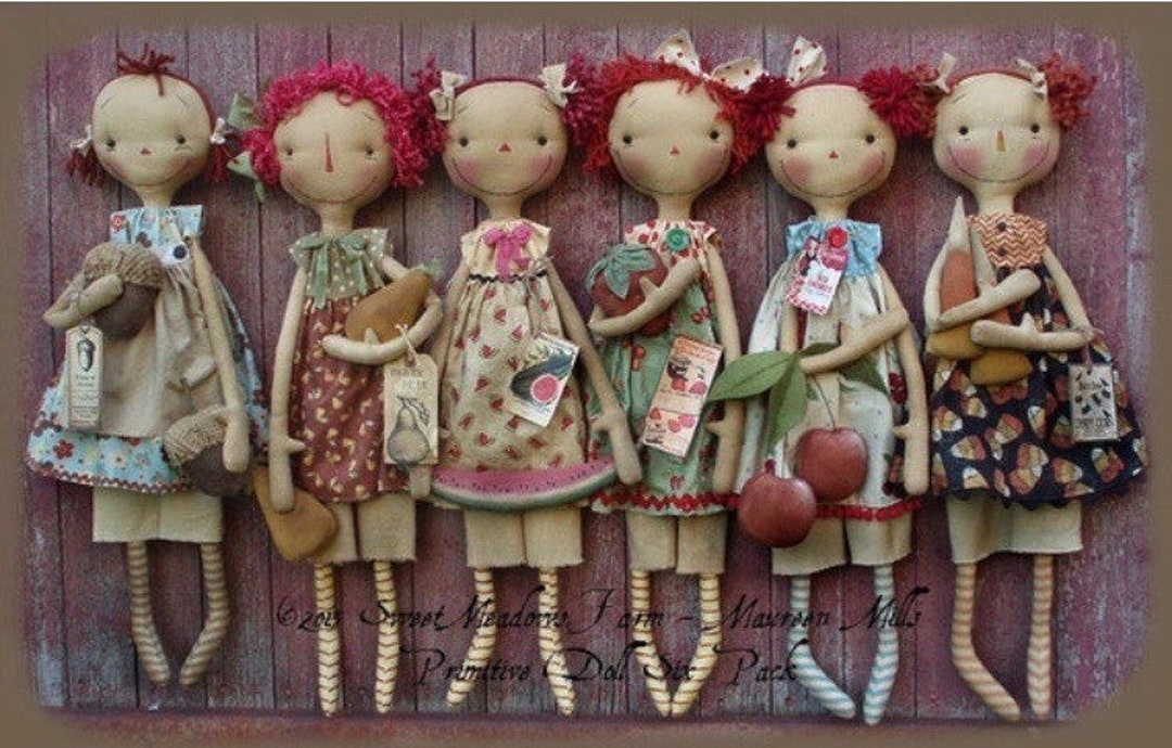 A Six Pack of Primitive Dolls E-pattern - Etsy