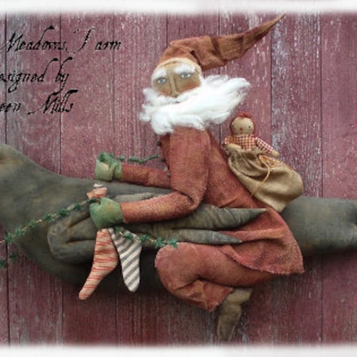 Santa Riding a Crow Primitive EPATTERN - Etsy