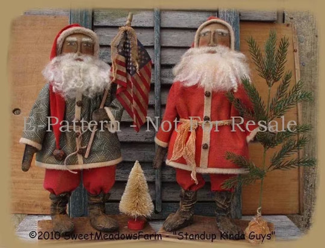 Standup Santa Dolls Primitive E-PATTERN - Etsy
