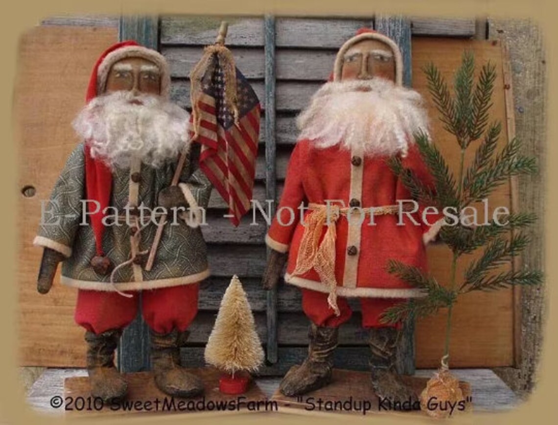 Standup Santa Dolls Primitive E-PATTERN - Etsy