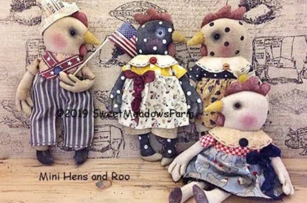 Mini Hens and Roo, Rooster and Chickens Primitive E-PATTERN - Etsy