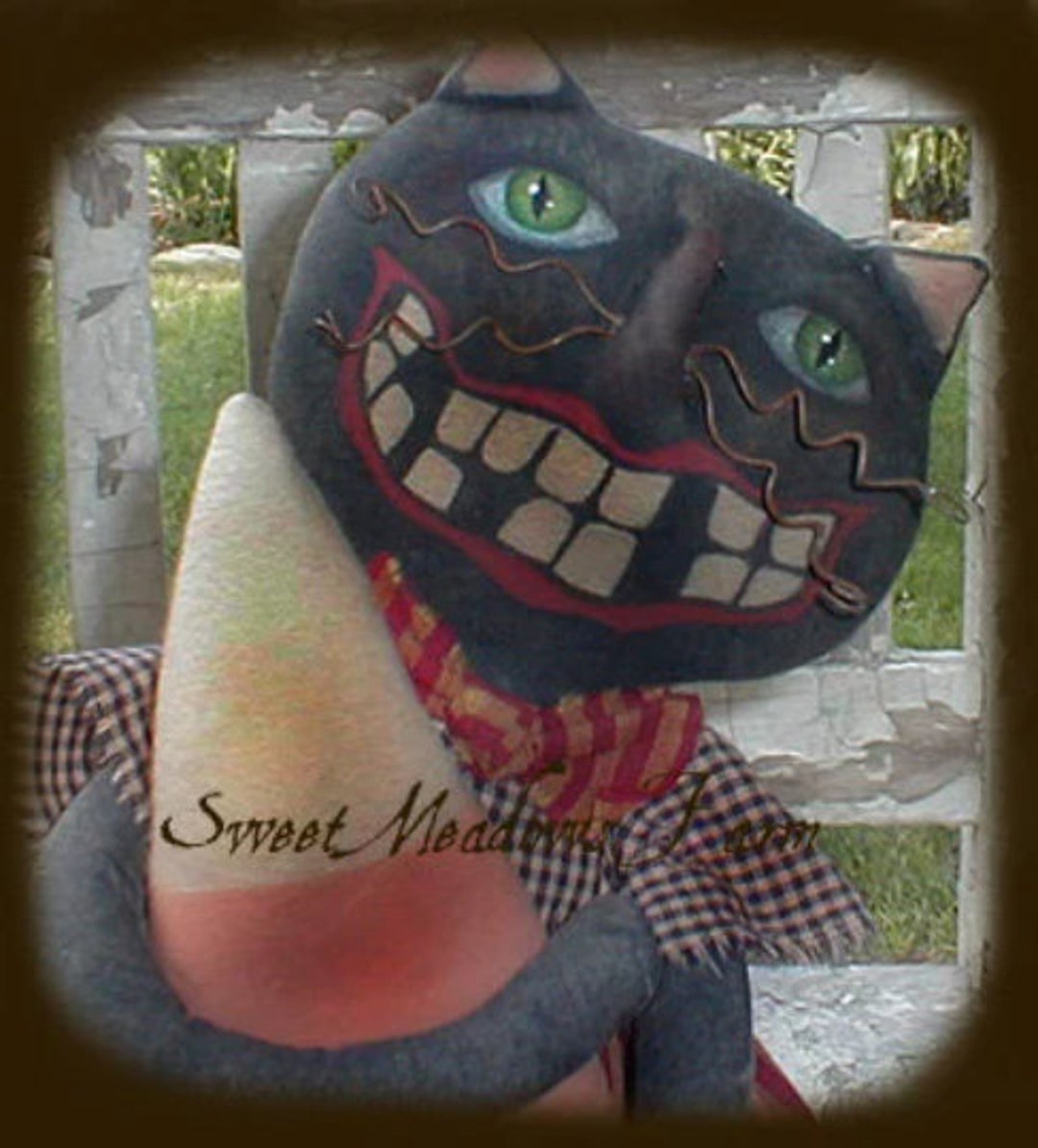 Primitive Cat With GIANT Candy Corn and Big Teeth E-PATTERN - Etsy
