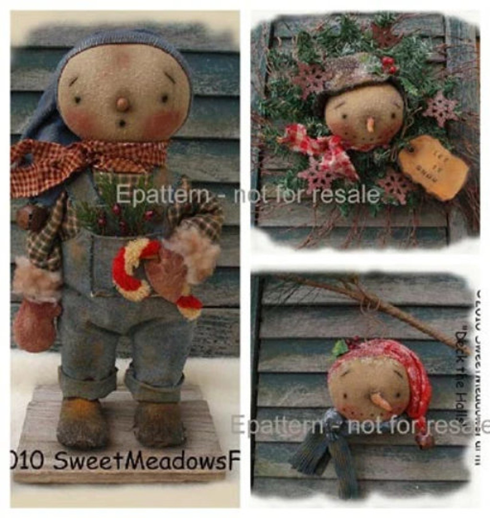 Primitive E-PATTERN Snowman, Deck the Halls - Etsy