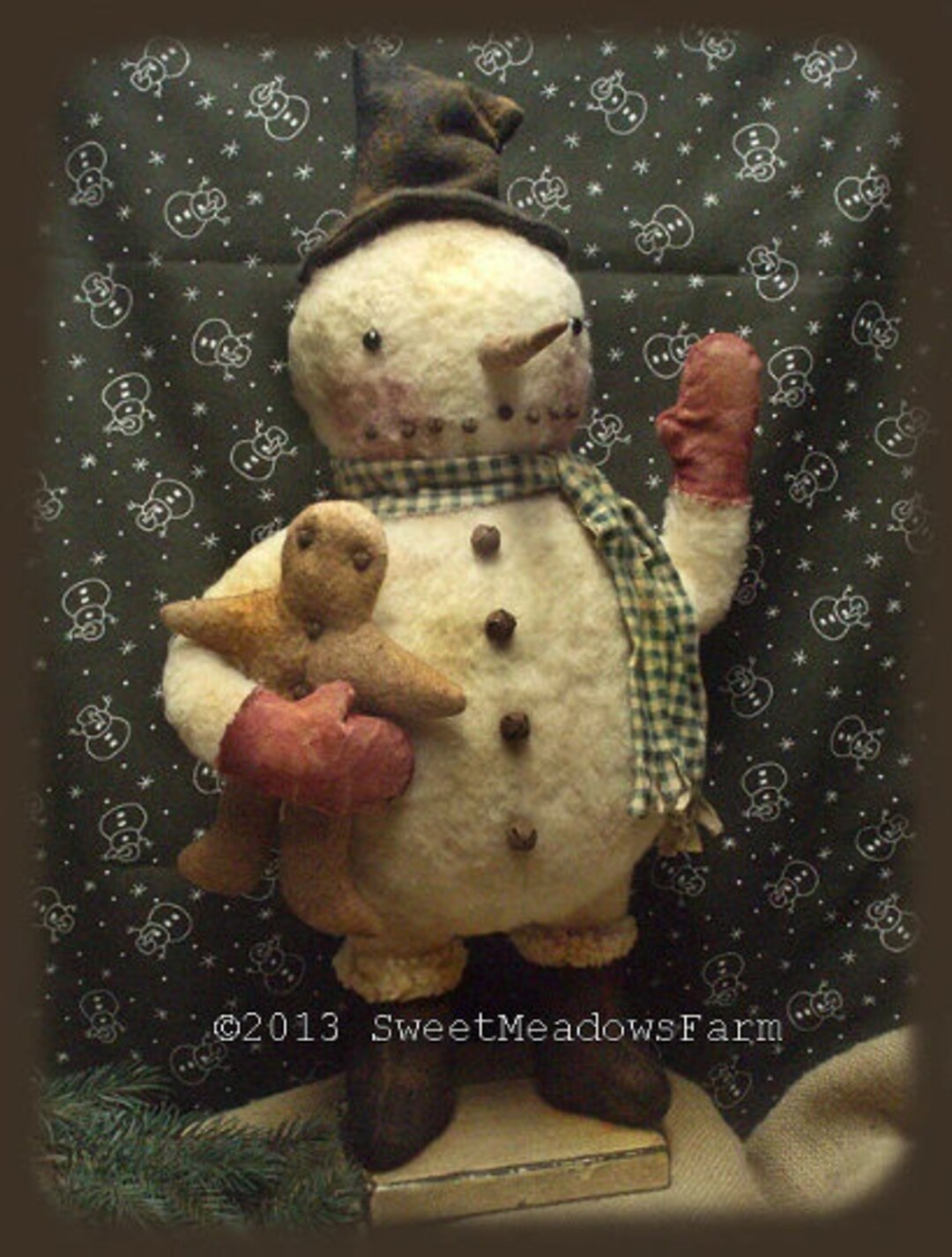 Primitive Fat Round Head Snowman and Lil Ornie - Etsy