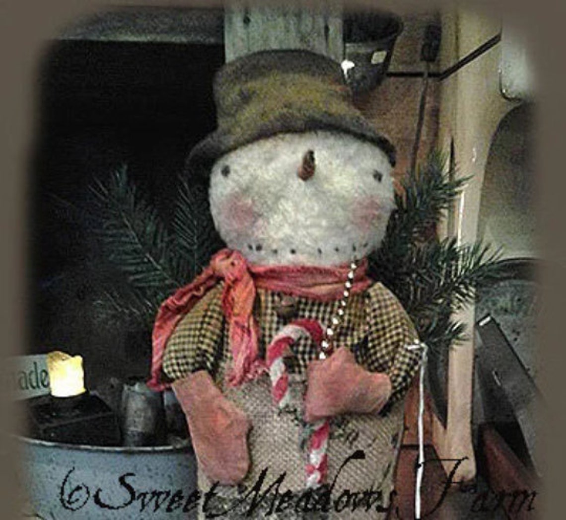 Primitive E-PATTERN Snowman in Stocking - Etsy