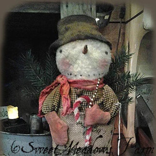 Primitive E-PATTERN Snowman in Stocking - Etsy