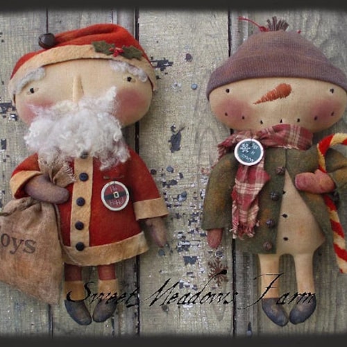 Primitive E-PATTERN 14 Snowman and Santa - Etsy