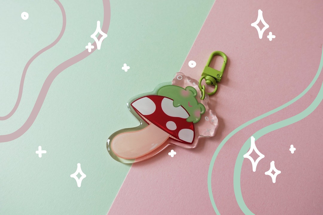 Craig the Frog and Mushroom Kawaii Keyring in Acrylic and Resin Cute ...