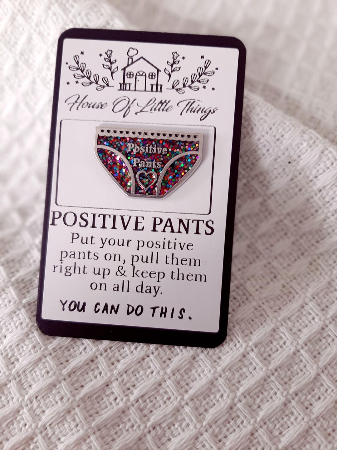 Positive Pants Glitter Enamel Pin: Encouragement Badge - Etsy UK